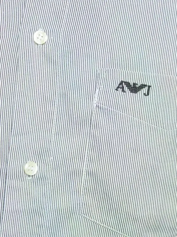 ARMANI Striped Embroidered-logo Shirt