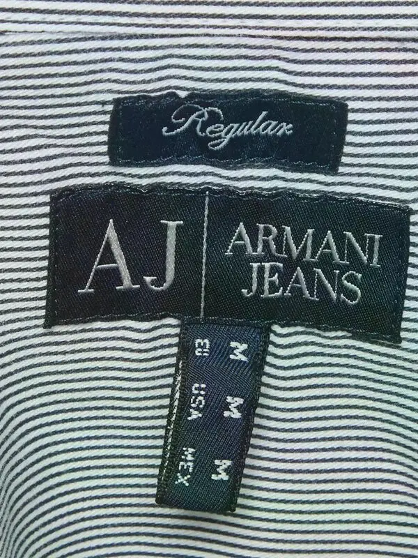 ARMANI Striped Embroidered-logo Shirt