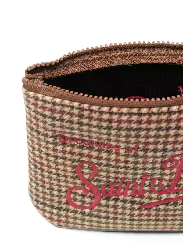MC2 SAINT BARTH Aline Houndstooth Embroidered Clutch Bag