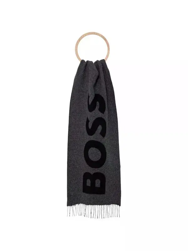 BOSS Logo-print Fringed Scarf