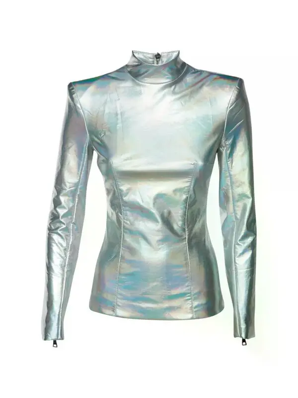 Balmain Mock-neck Top - Silver
