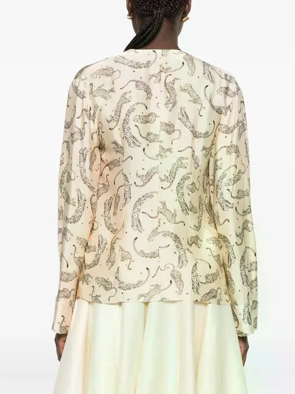 FORTE_FORTE V-neck Leopard-print Shirt