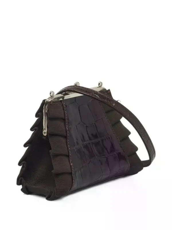 Gianfranco Ferre Crocodile-embossed Pleated Clutch Bag