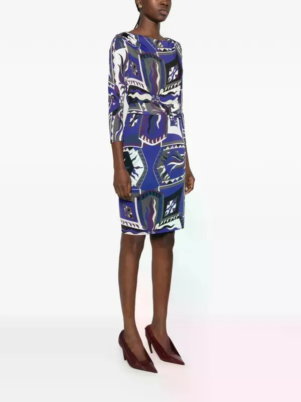 Emilio Pucci Abstract-print Belted Midi Dress