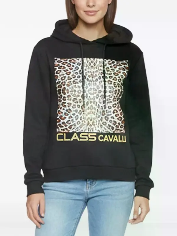 Roberto Cavalli Leopard-print Hoodie - Black