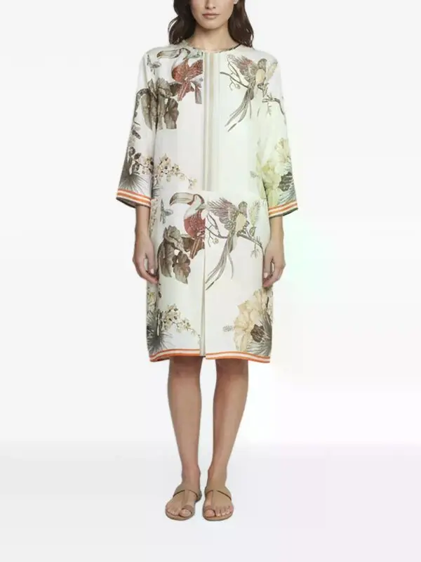 Balenciaga Printed Pleated Midi Dress - Neutrals