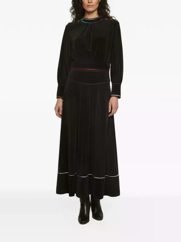 Sonia Rykiel Paris Mock-neck Velvet-finish Midi Dress - Black