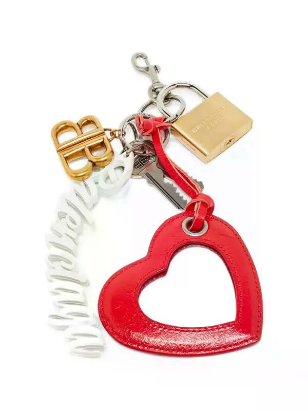 Balenciaga Paloma Heart-mirror Bag Charm - Red