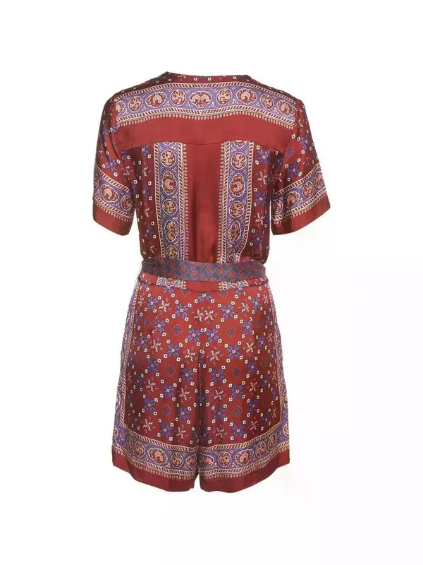 Sandro Printed Silk Playsuit