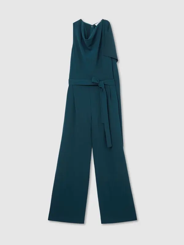 REISS Draped-detail Belted Wide-leg Jumpsuit