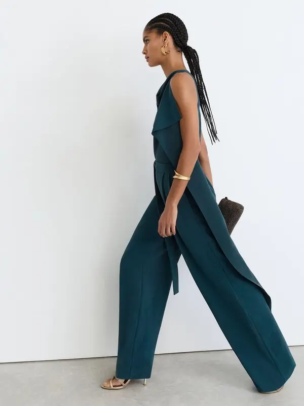 REISS Draped-detail Belted Wide-leg Jumpsuit