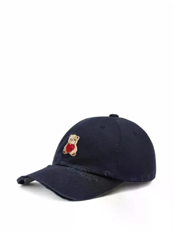 We11Done Distressed Teddy-bear Baseball Cap