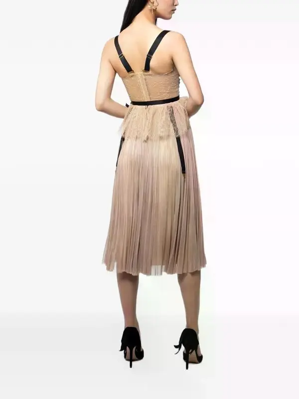 MONARH Faux-garter Pleated Midi Dress