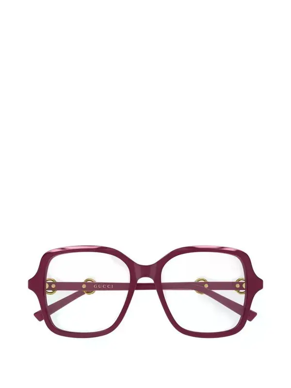 Gucci Horsebit Square-frame Glasses - Red