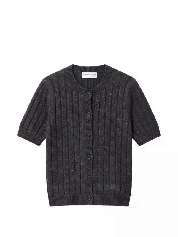 ROBERTO COLLINA Cable-knit Short-sleeve Cardigan - Black