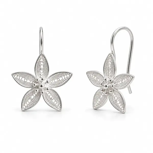YIEON Lilac Fine Filigree Drop Earrings - Silver
