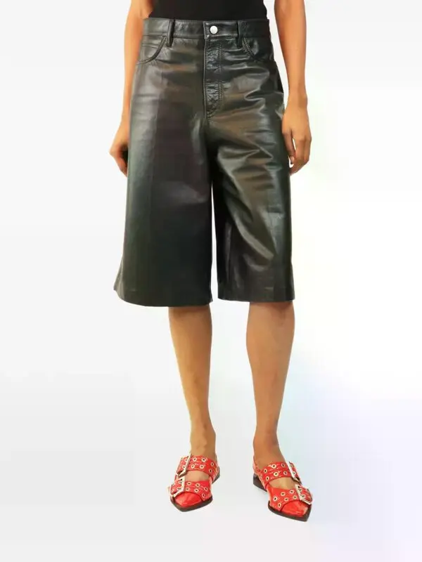 Victoria Beckham Leather Culottes - Black