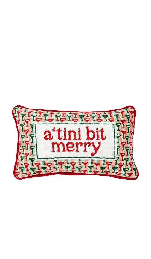 FURBISH A Tini Bit Merry Needlepoint Pillow - Red