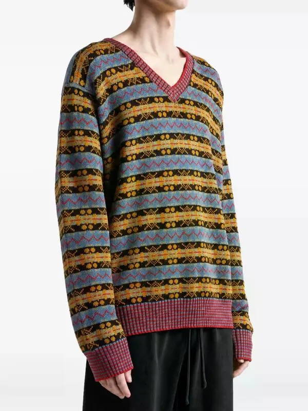 BODE Fair Isle V-neck Sweater
