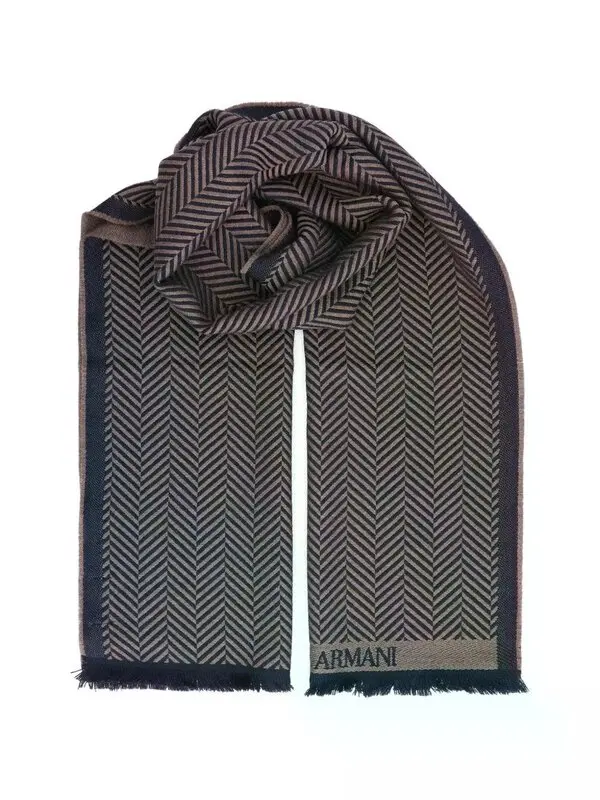 Giorgio Armani Herringbone Virgin-wool Scarf