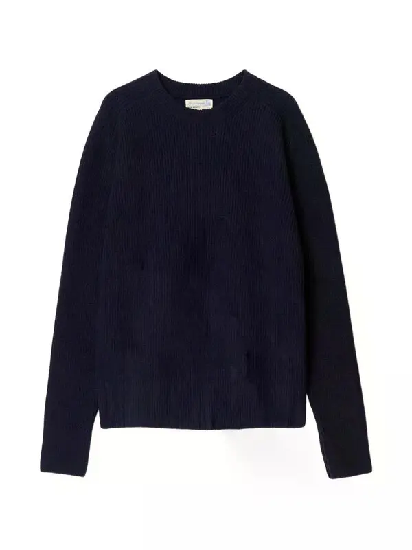 MERZ B. SCHWANEN Ribbed-knit Raglan-sleeve Sweater - Blue