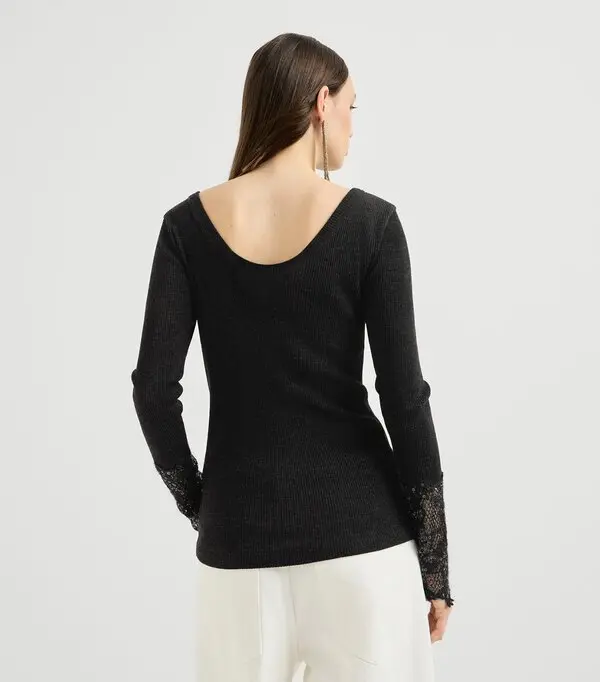Brunello Cucinelli Wool Lace-cuff Sweater