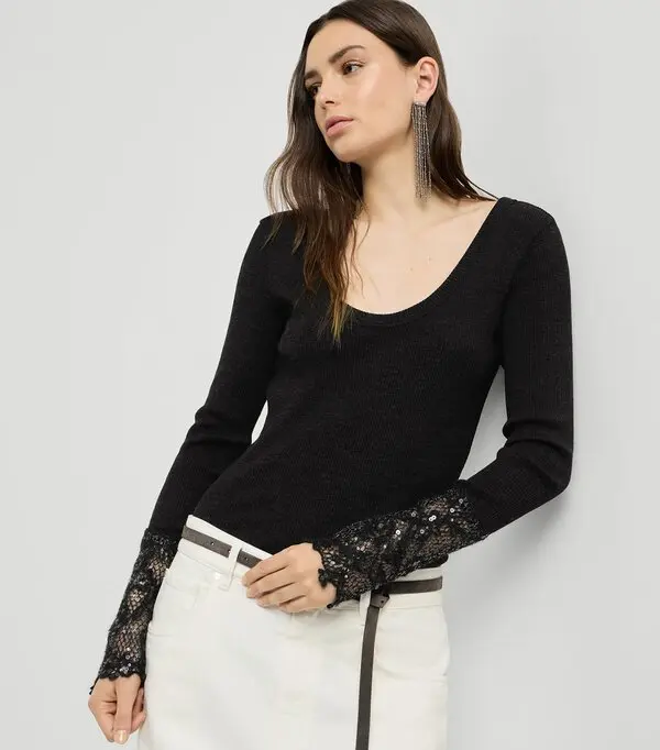 Brunello Cucinelli Wool Lace-cuff Sweater