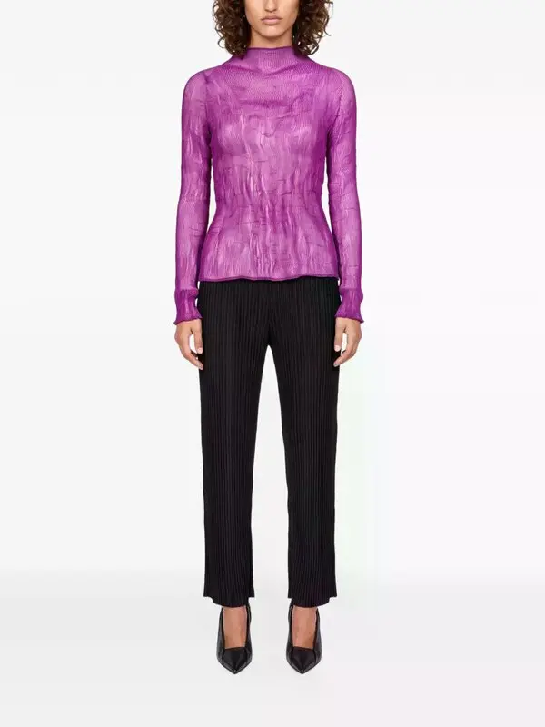 Issey Miyake Pleated Semi-sheer Top - Purple