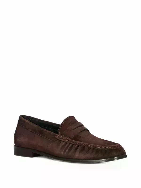 POEVE Ruched Penny-slot Loafers