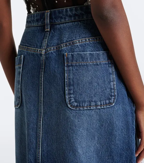 Dolce & Gabbana Embellished Faded Denim Maxi Skirt