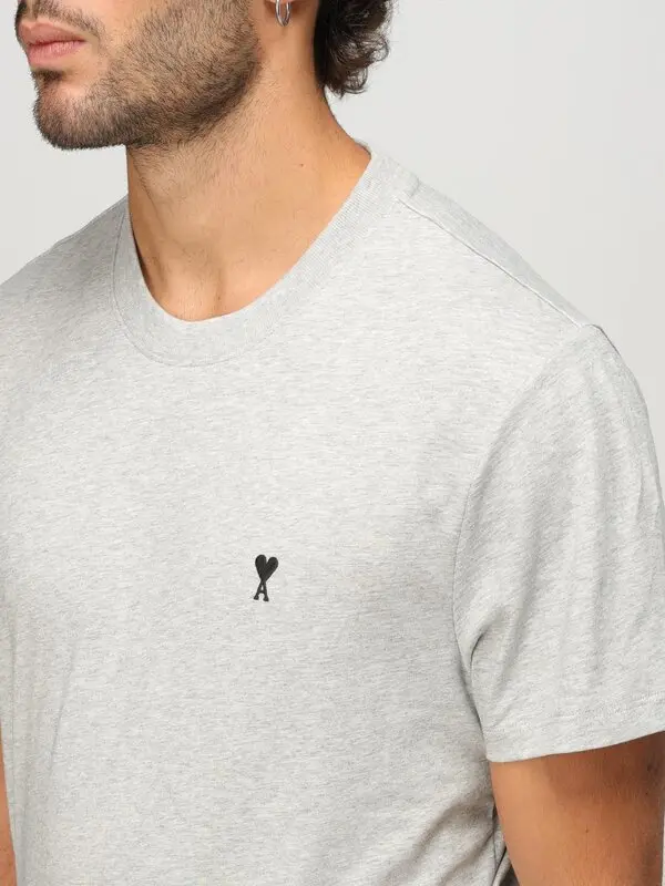 AMI Paris Crewneck Cotton T-shirt With Embroidered De Coeur Logo And Dropped Shoulders