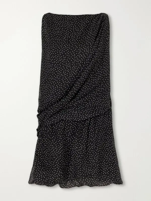 SIR. Arisa Polka-dots Draped Silk-chiffon Mini Dress - Black