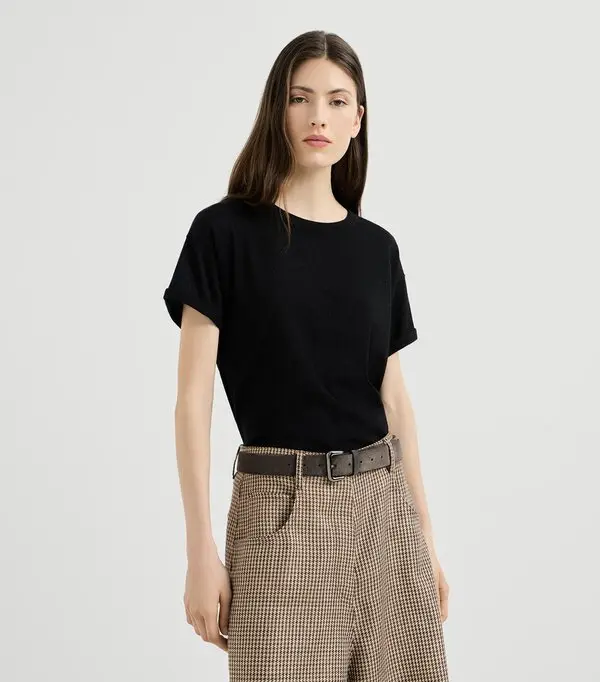 Brunello Cucinelli Cashmere-blend Sparkle Short-sleeve Sweater