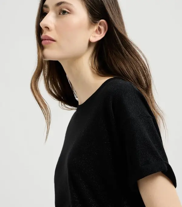 Brunello Cucinelli Cashmere-blend Sparkle Short-sleeve Sweater