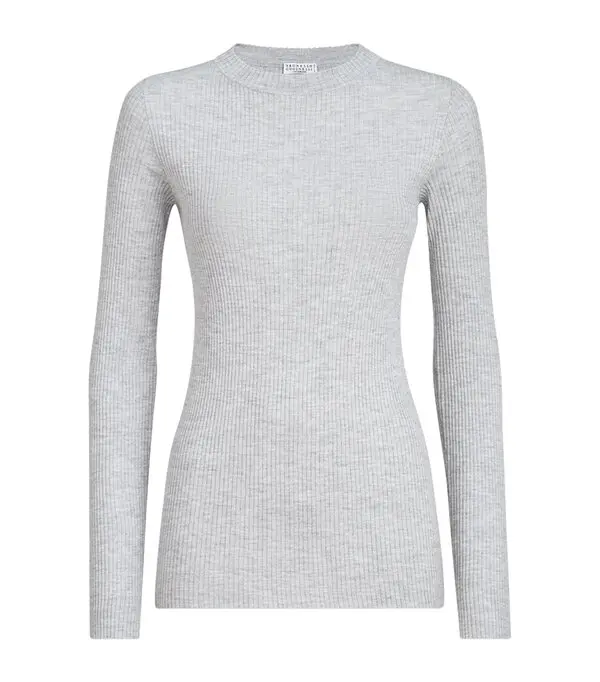 Brunello Cucinelli Cashmere-blend Ribbed Sparkle Sweater