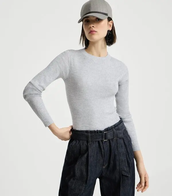 Brunello Cucinelli Cashmere-blend Ribbed Sparkle Sweater