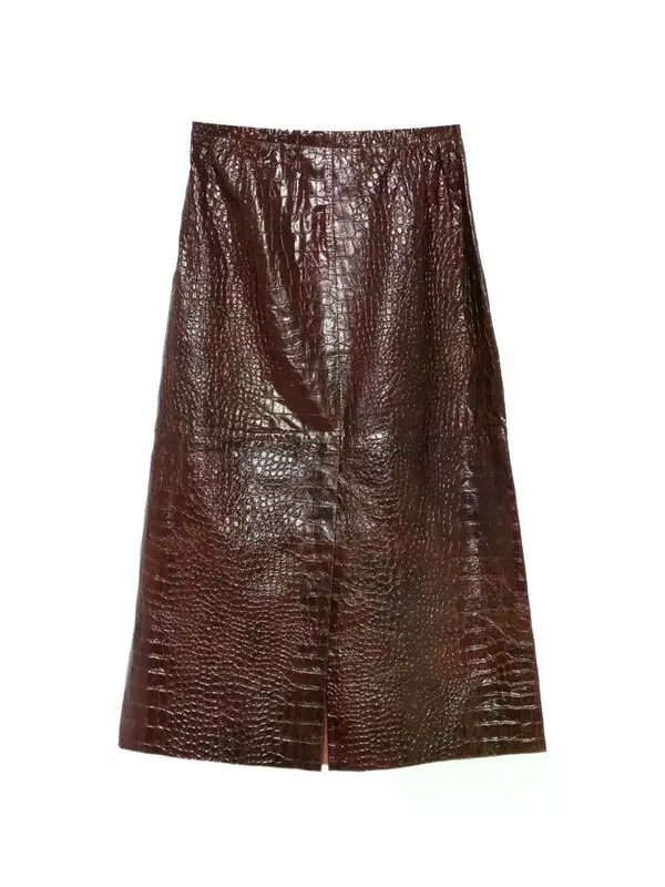 ALYSI Croc-effect Midi Skirt
