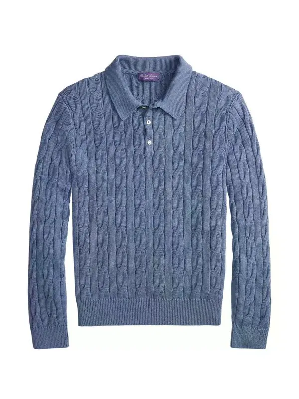 Ralph Lauren Purple Label Cable-knit Polo Sweater