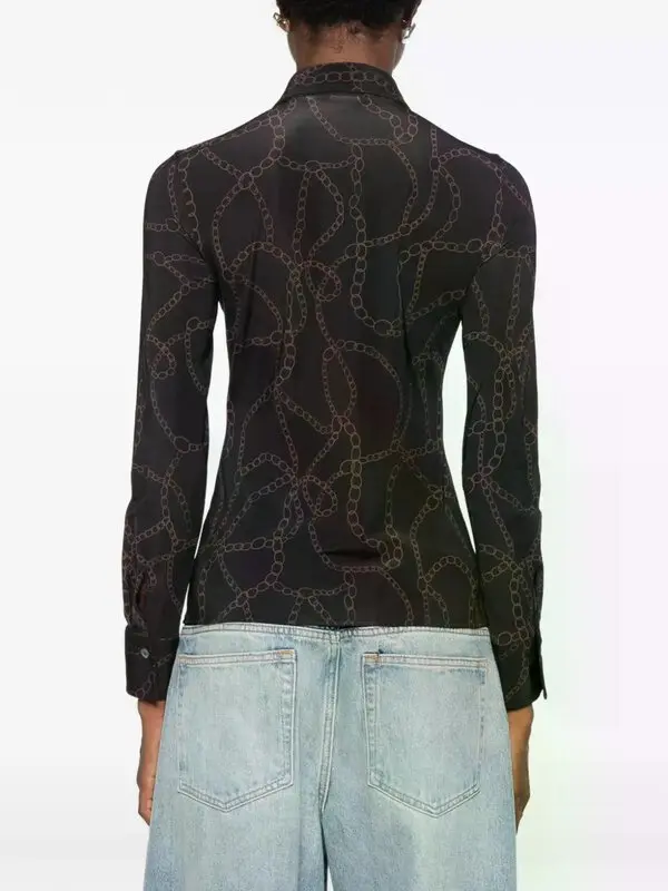 CALIBAN Chain-link-print Long-sleeve Shirt