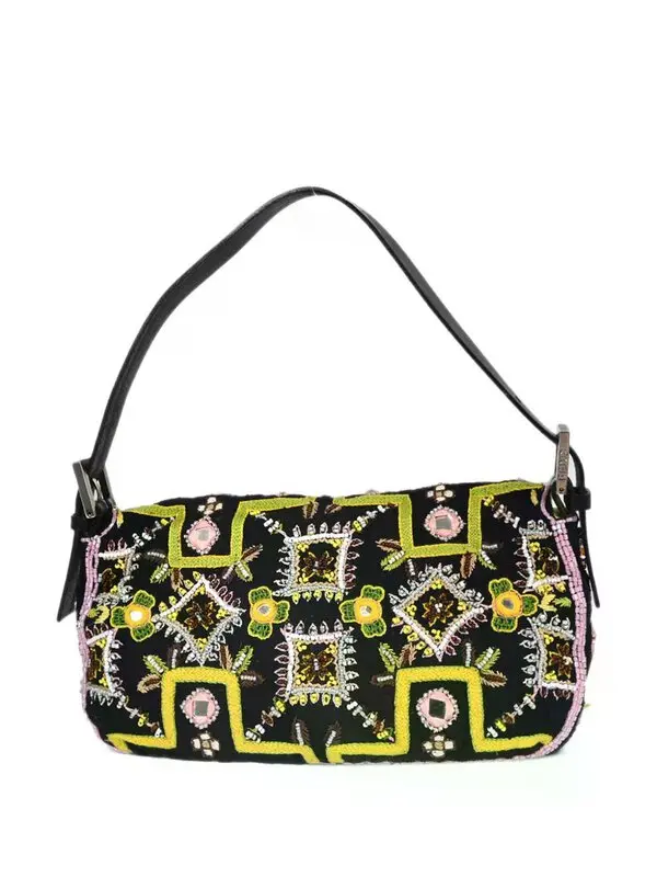 Fendi Beaded Fringe Handbag - Black