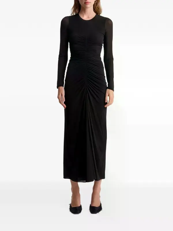 FFORME Selena Ruched Fitted Midi Dress - Black