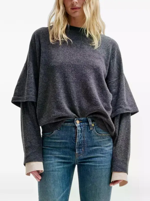 DARKPARK Troy Layered-sleeve Wool Sweater - Grey
