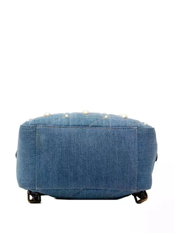 Gucci 2016-2026 Small Gg Marmont Pearl Studded Matelasse Denim Backpack