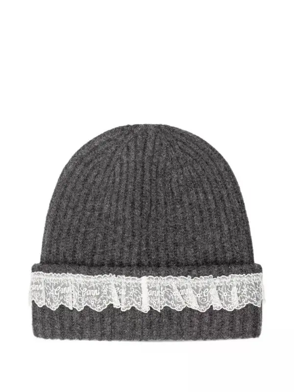 GANNI Beanie In Lace Wool