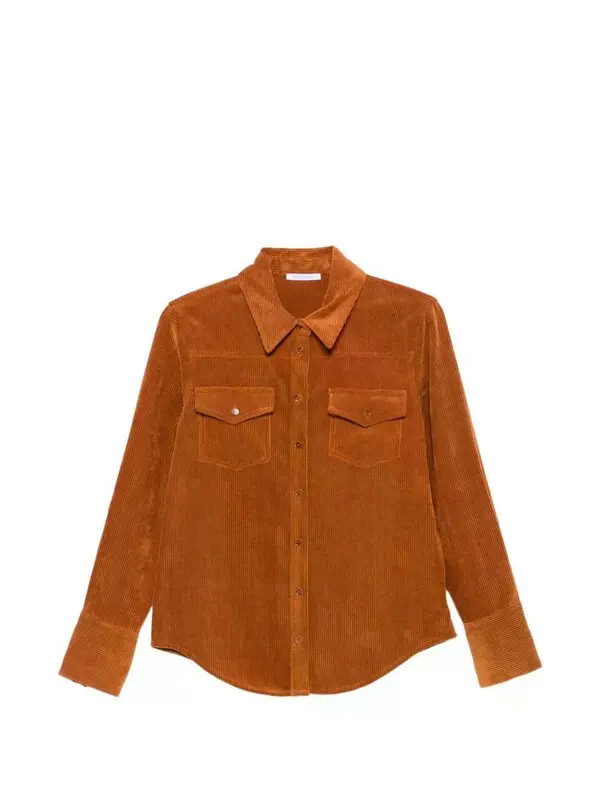 Patrizia Pepe Fine-corduroy Flap-pocket Shirt - Brown