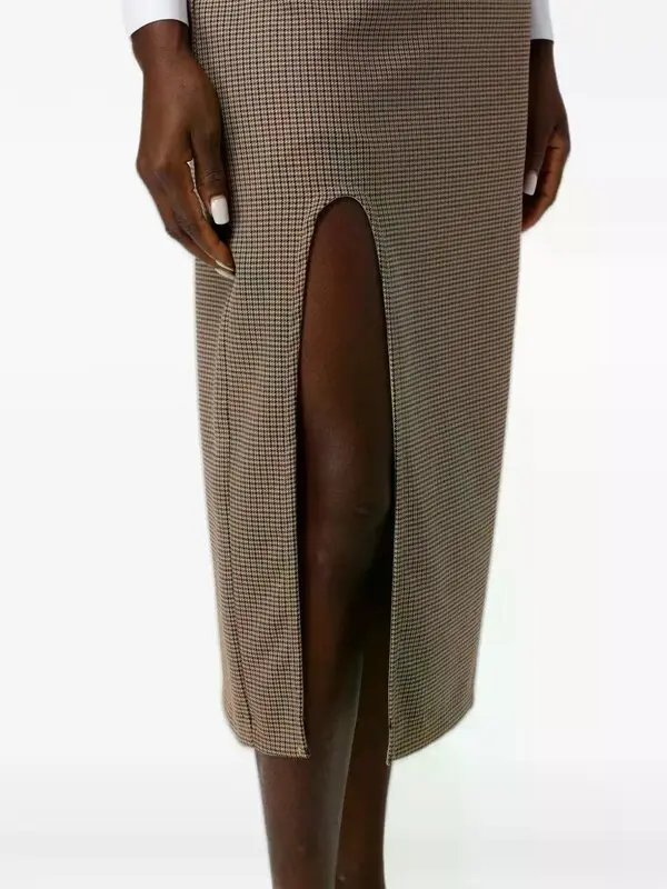 MAR DE MARGARITAS Houndstooth-pattern Side-slit Midi Skirt