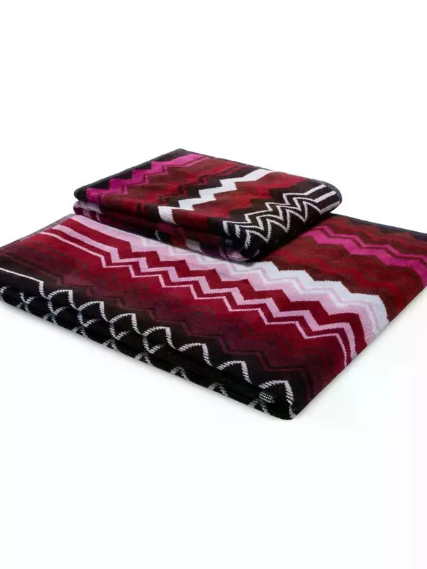 Missoni Giacomo Chevron-knit Two-piece Towels Set - Red