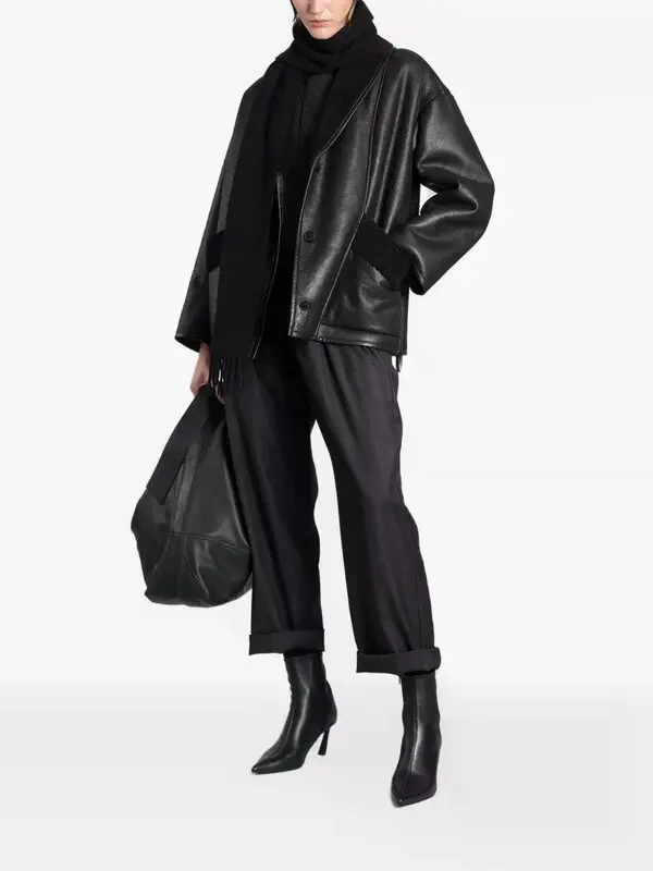 SALVATORE SANTORO Shearling-trim Leather Jacket