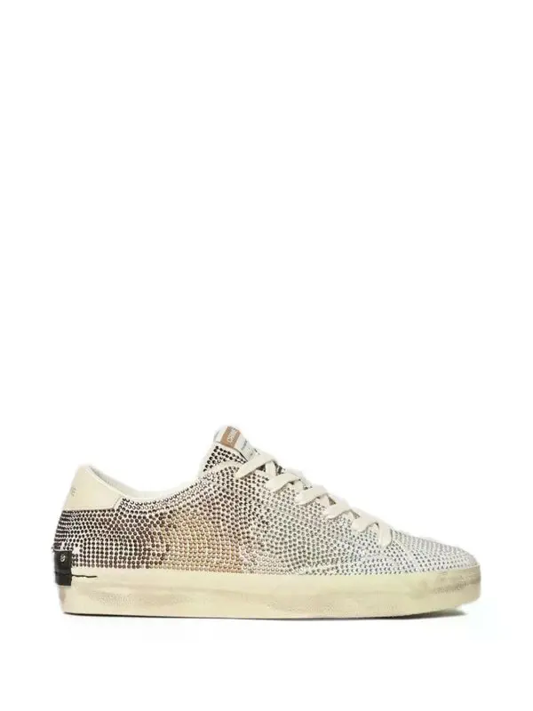 CRIME LONDON Distressed Crystal-embellished Sneakers