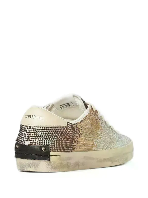 CRIME LONDON Distressed Crystal-embellished Sneakers